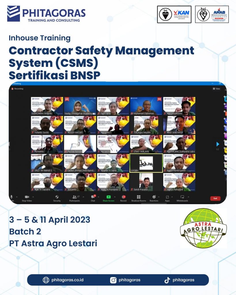 Inhouse Training Contractor Safety Management System (CSMS) Sertifikasi BNSP - PT Astra Agro ...