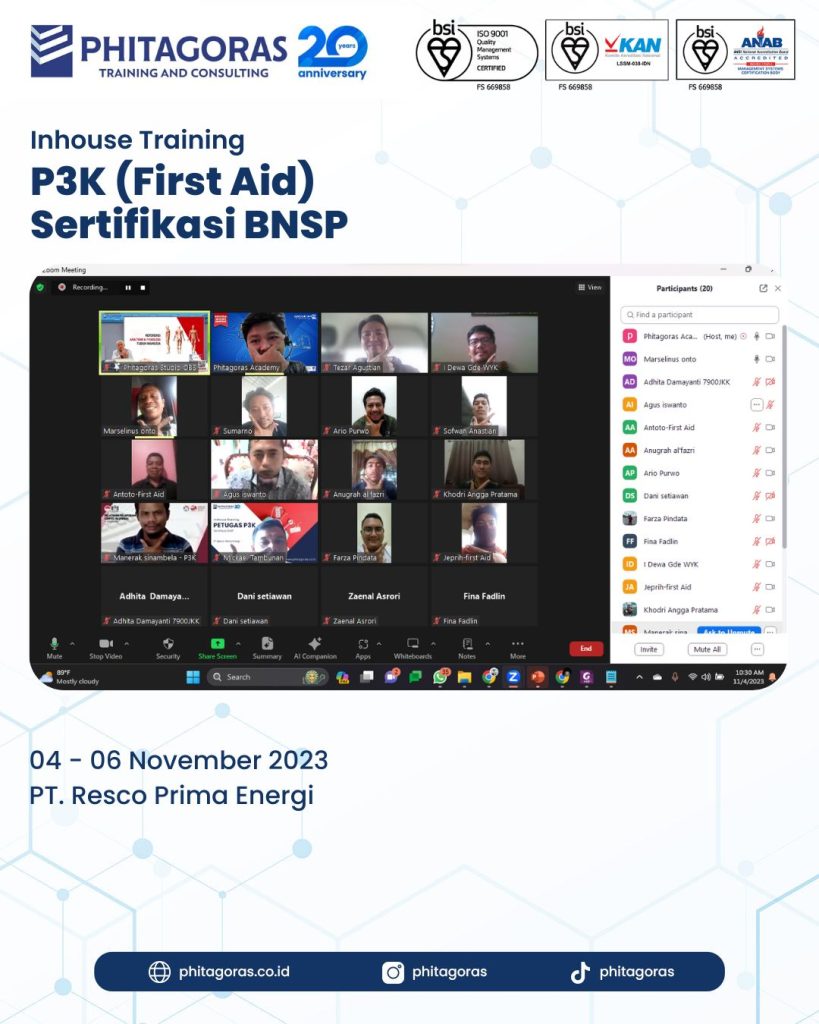 Inhouse Training (First Aid) P3K Sertifikasi BNSP - PT. Resco Prima ...